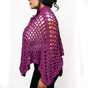 Handmade | Tops | Cape Shawl Stole Shawl Hot Orchid Plum Color | Poshmark